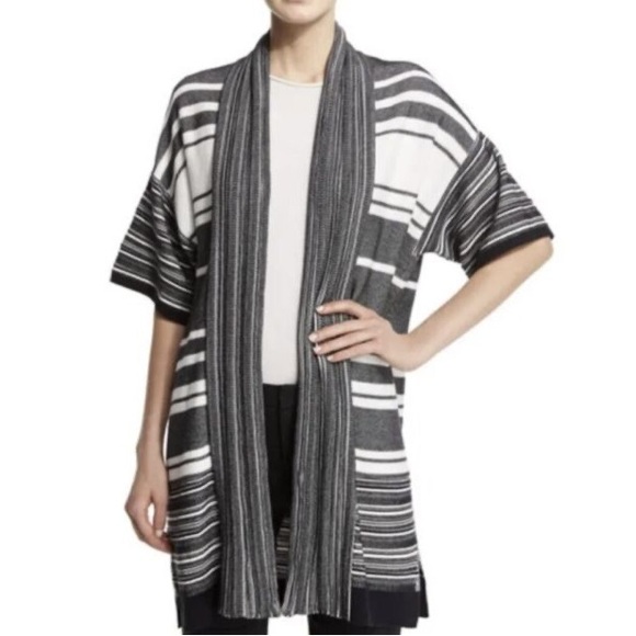Vince | Sweaters | Vince Short Sleeve Striped Long Line Cardigan ...